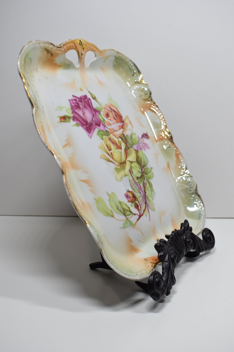 Antique Floral Porcelain Vanity Tray Early 1900s Rare P.K. Silesia - Etsy