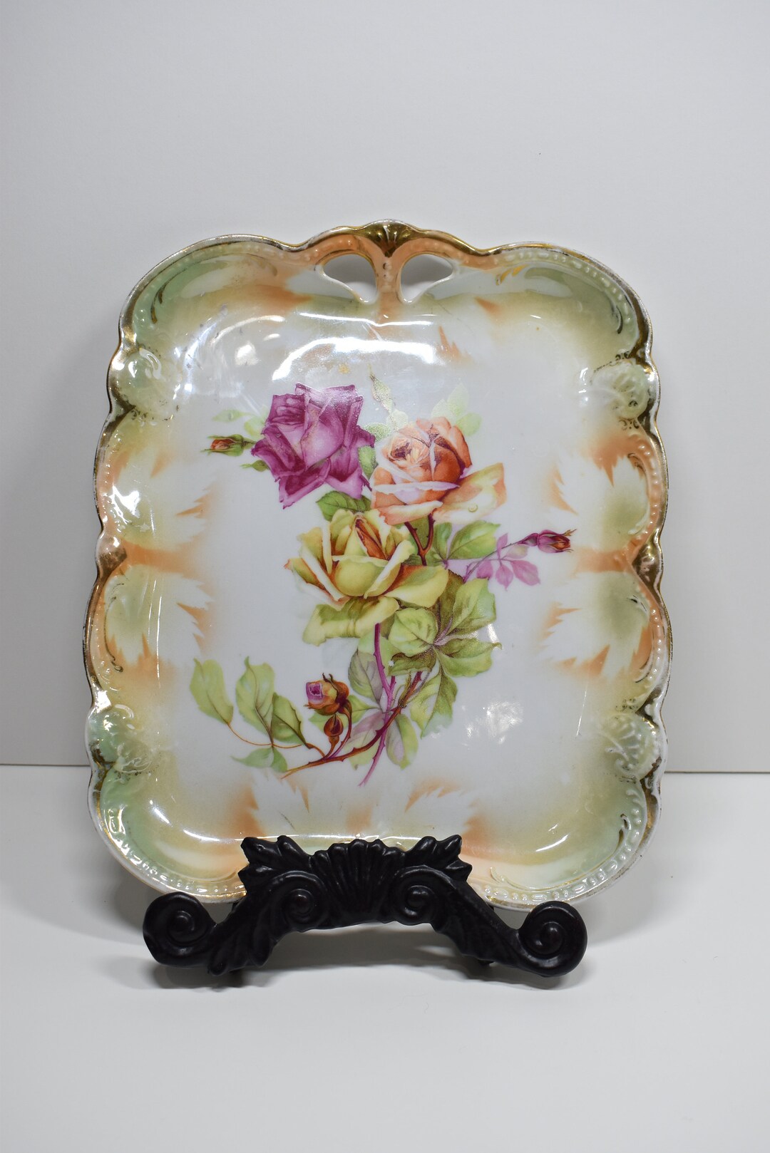 Antique Floral Porcelain Vanity Tray Early 1900s Rare P.K. Silesia - Etsy