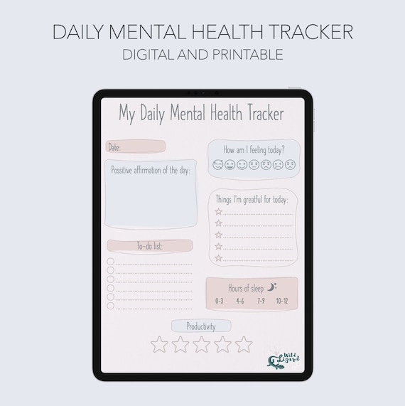 Daily Mental Health Tracker Digital Printable Undated - Etsy