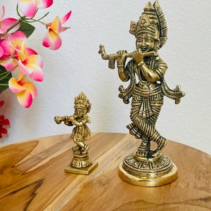 Krishna Statue Brass Lord Krishna Statue Flute Krishna Standing Krishna ...
