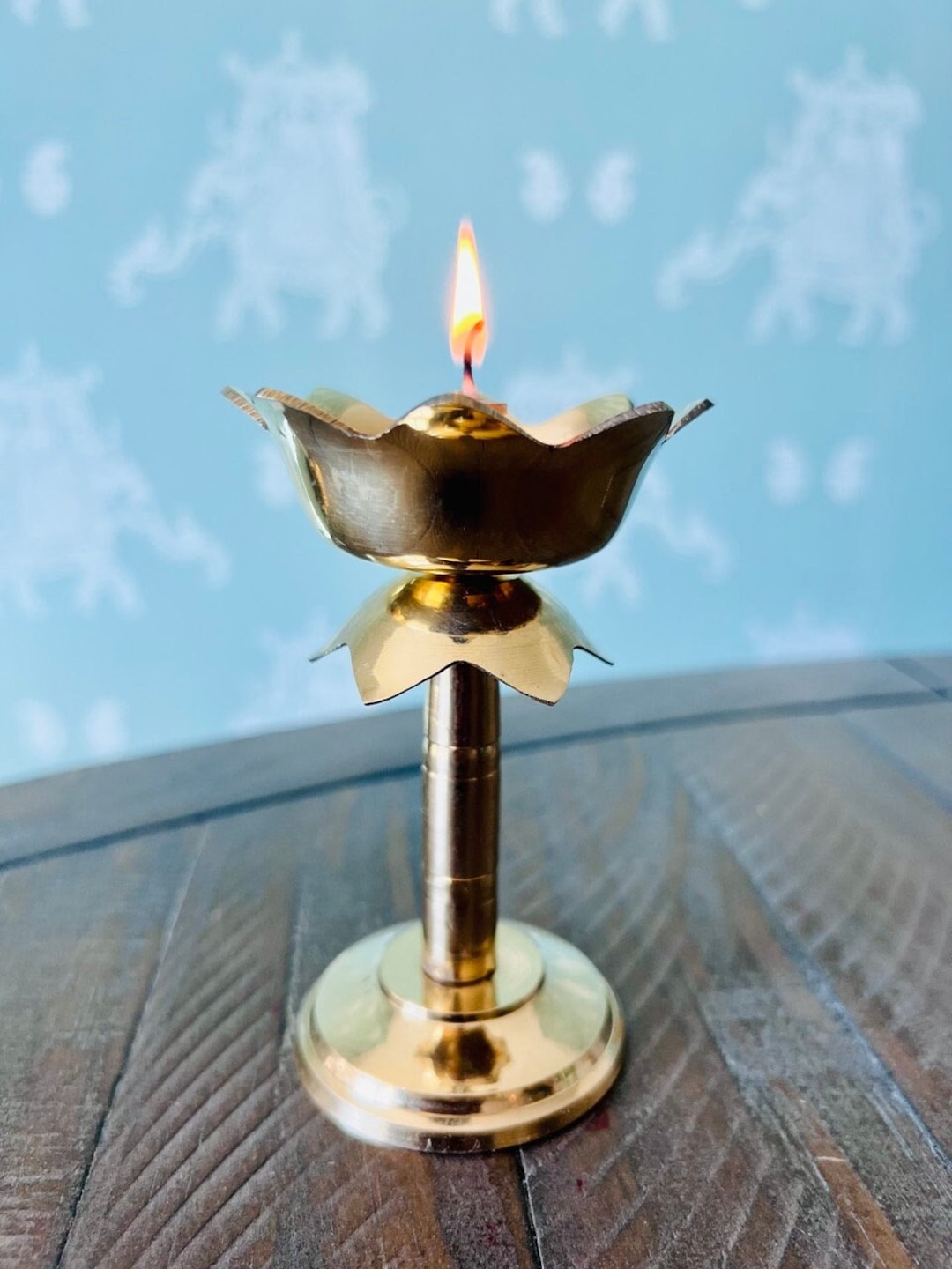 Brass Lotus Diwali Diyas With Stand - Set of 2 - Etsy