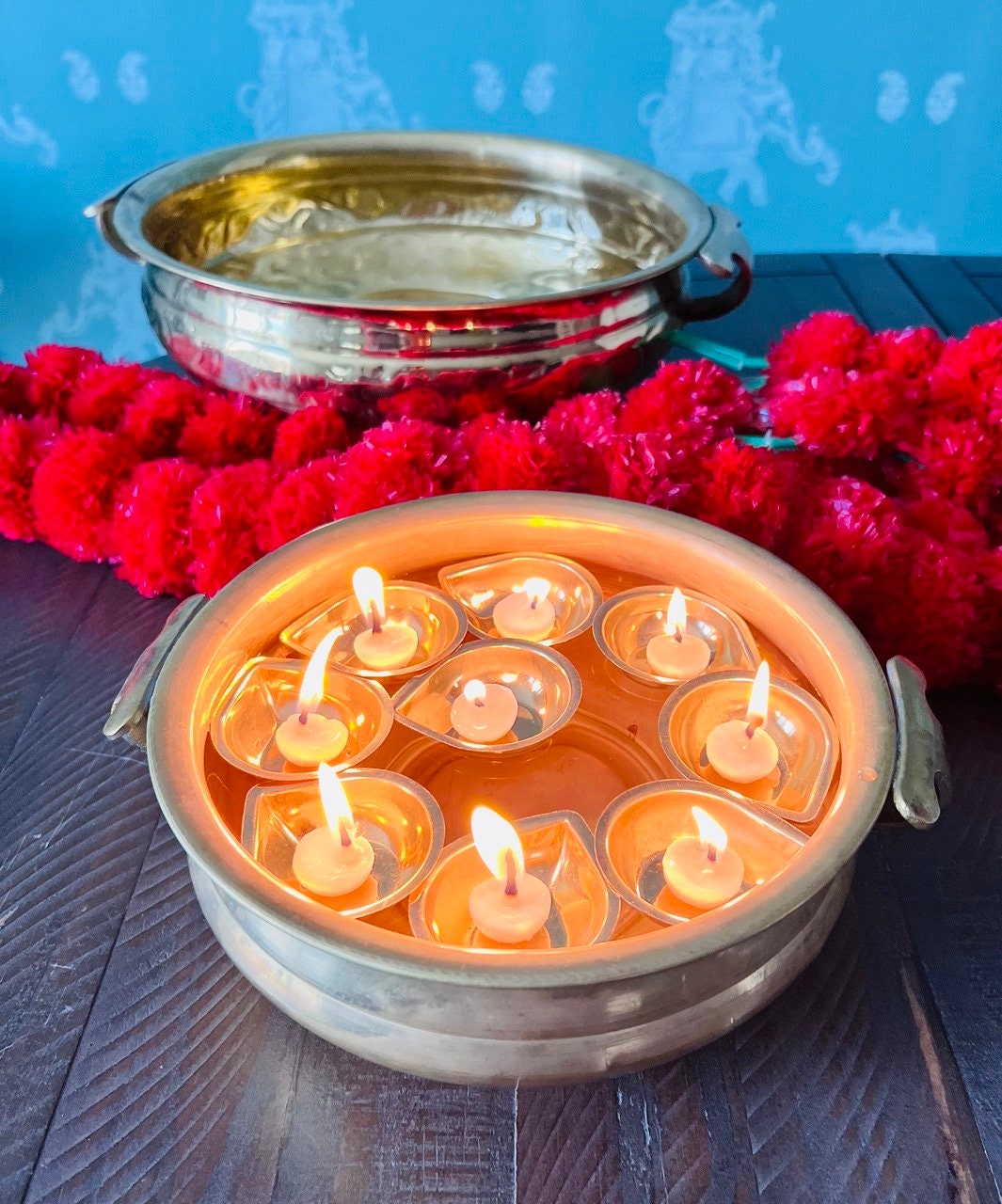 Diya Decoration With Flowers