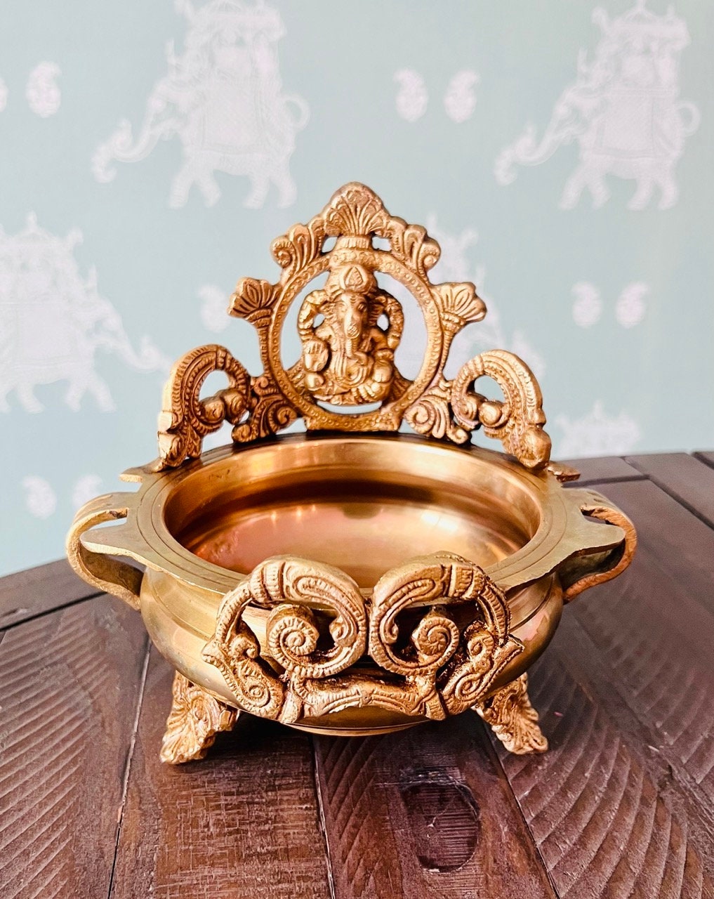 Brass Ganesha Urli | Entryway Urli Decor | Trendy Indian Brass Home ...