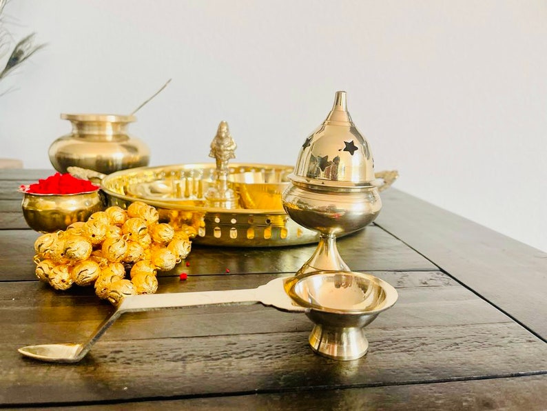 Pure Brass Pooja Thali Pooja Thali Set Housewarming - Etsy