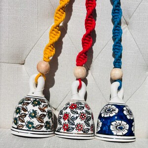 Hanging Ceramic Macrame Bells | Hand-made Macrame With Ceramic Bells ...