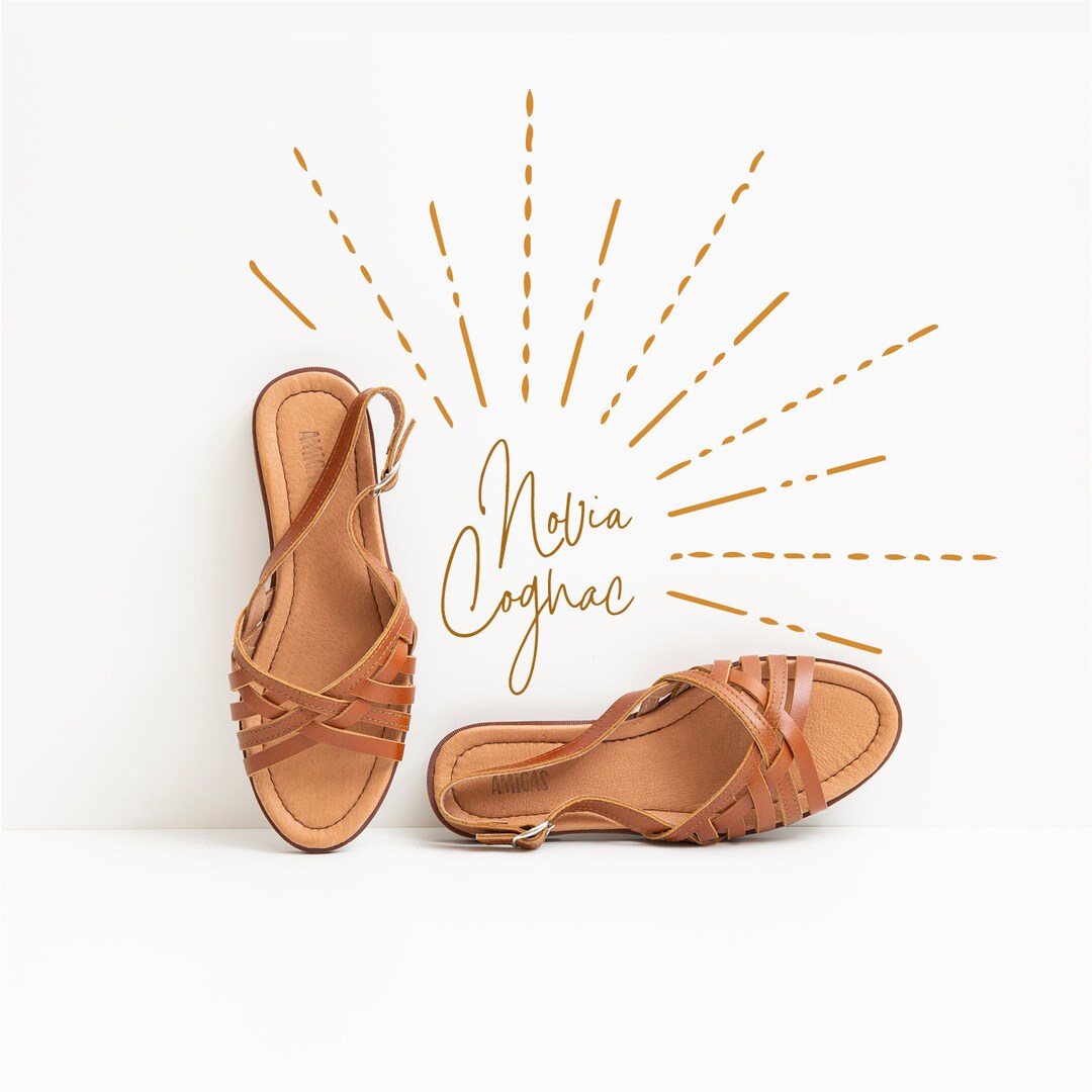 Handmade Leather Sandals - Novia Cognac - Etsy
