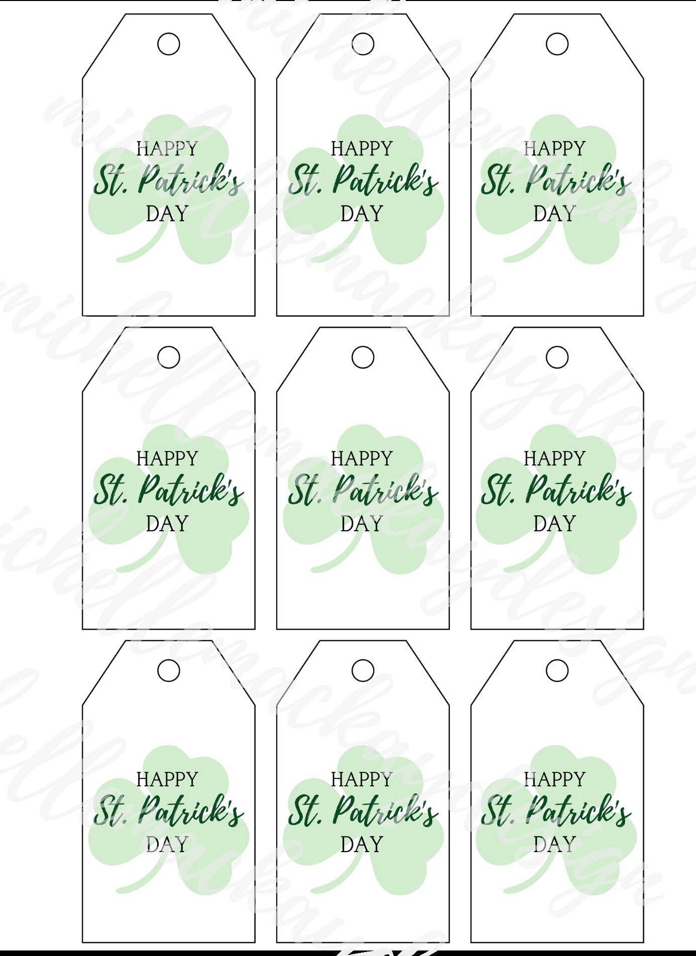 Clover St. Patrick’s Day Printable Tags, St. Patrick’s Gift Tag, Kids ...