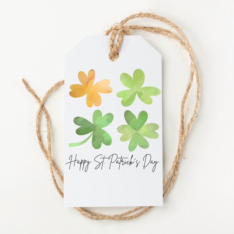 Clover St. Patricks Day Printable Tags St. Patricks Gift - Etsy