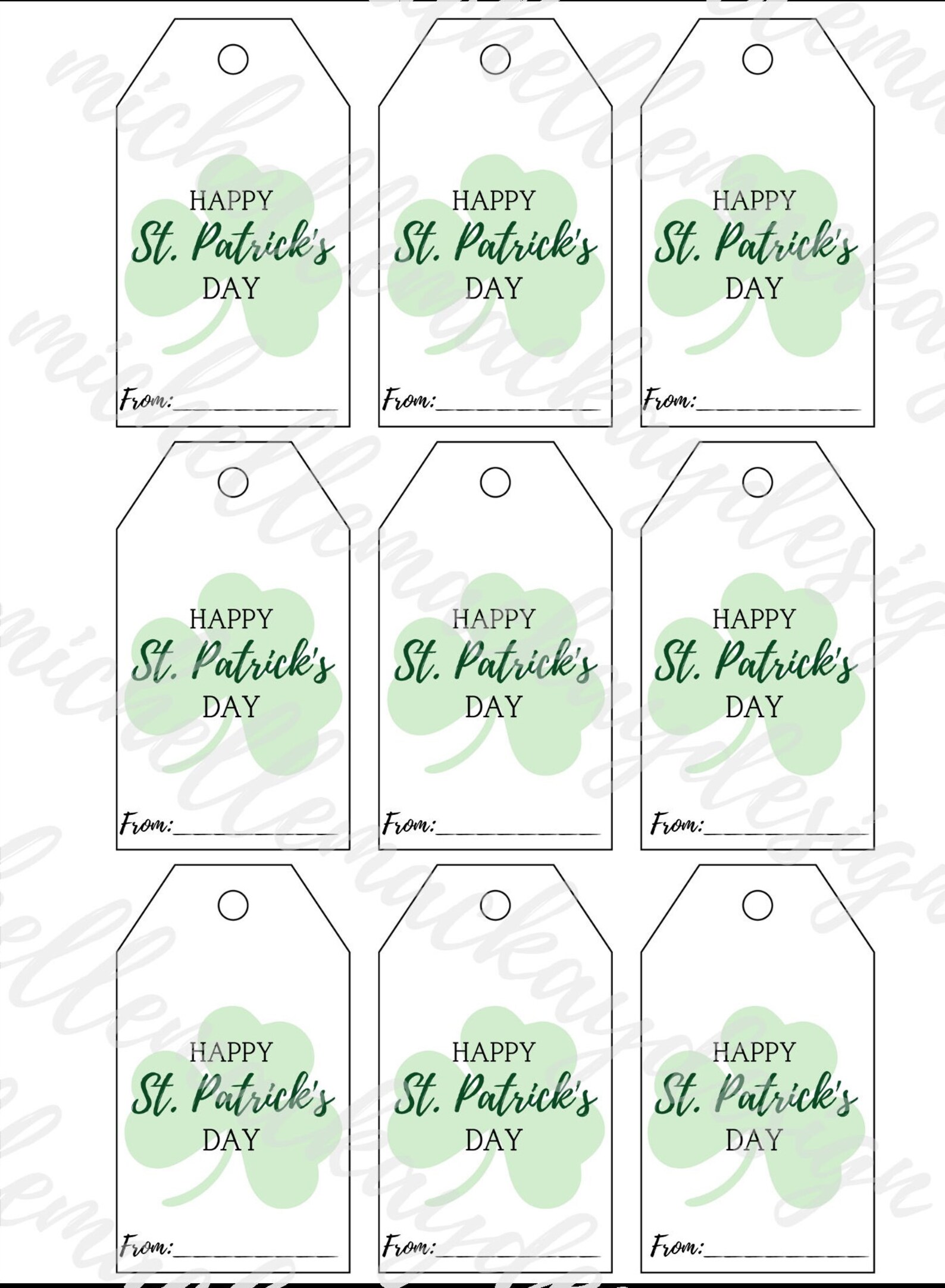 Clover St. Patricks Day Printable Tags, St. Patricks Gift Tag, Kids ...