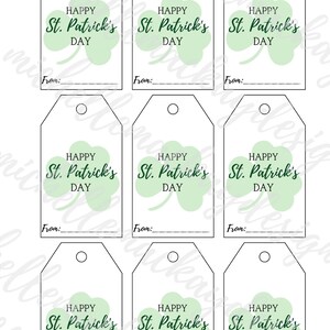 Clover St. Patrick’s Day Printable Tags, St. Patrick’s Gift Tag, Kids ...