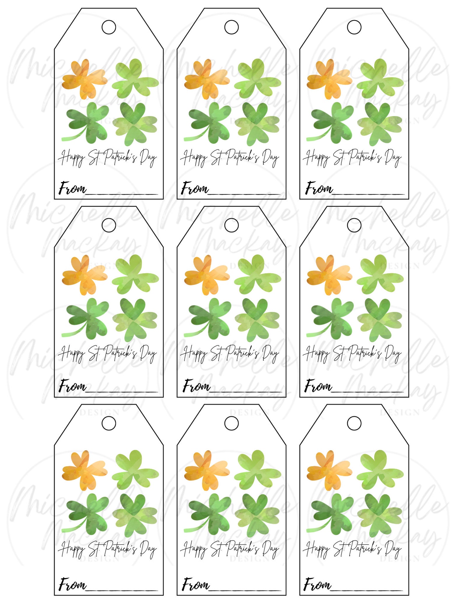 Clover St. Patricks Day Printable Tags, St. Patricks Gift Tag, Kids ...