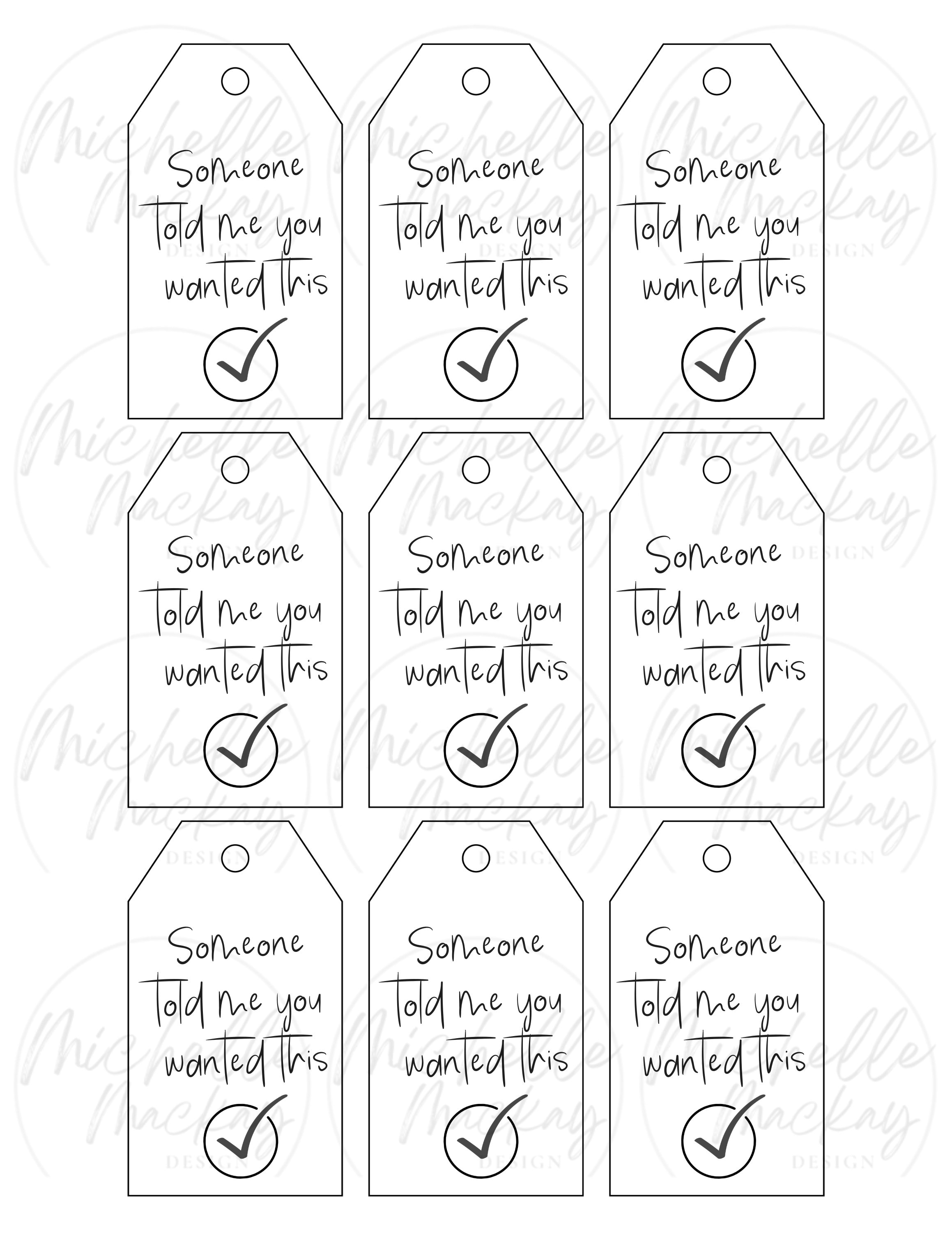 BUNDLE Black and White Humor Gift Tag, Funny Gift Tag, Dry Humor Tag ...