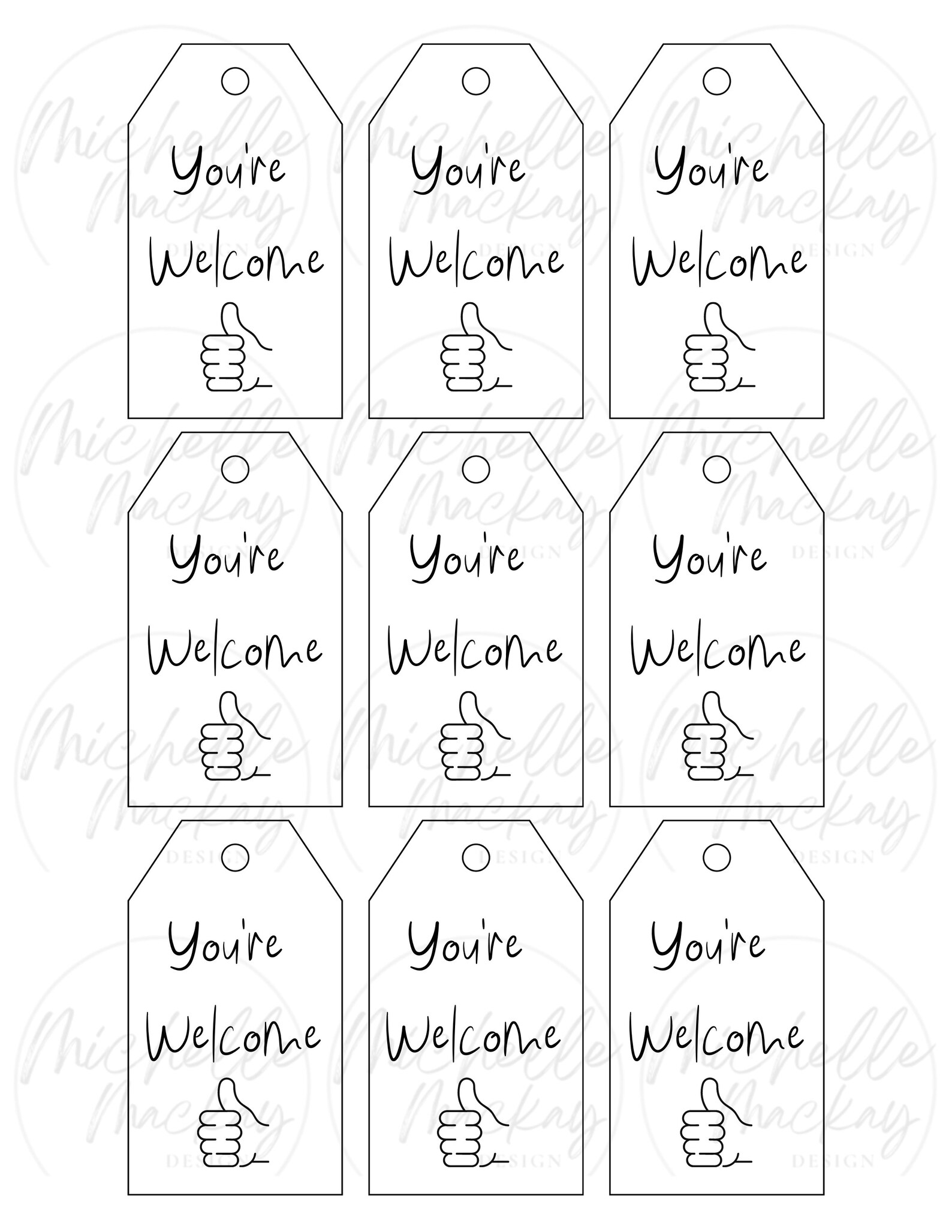 You're Welcome Gift Tag. Gift Tags for Any Occasion. Printable PDF ...