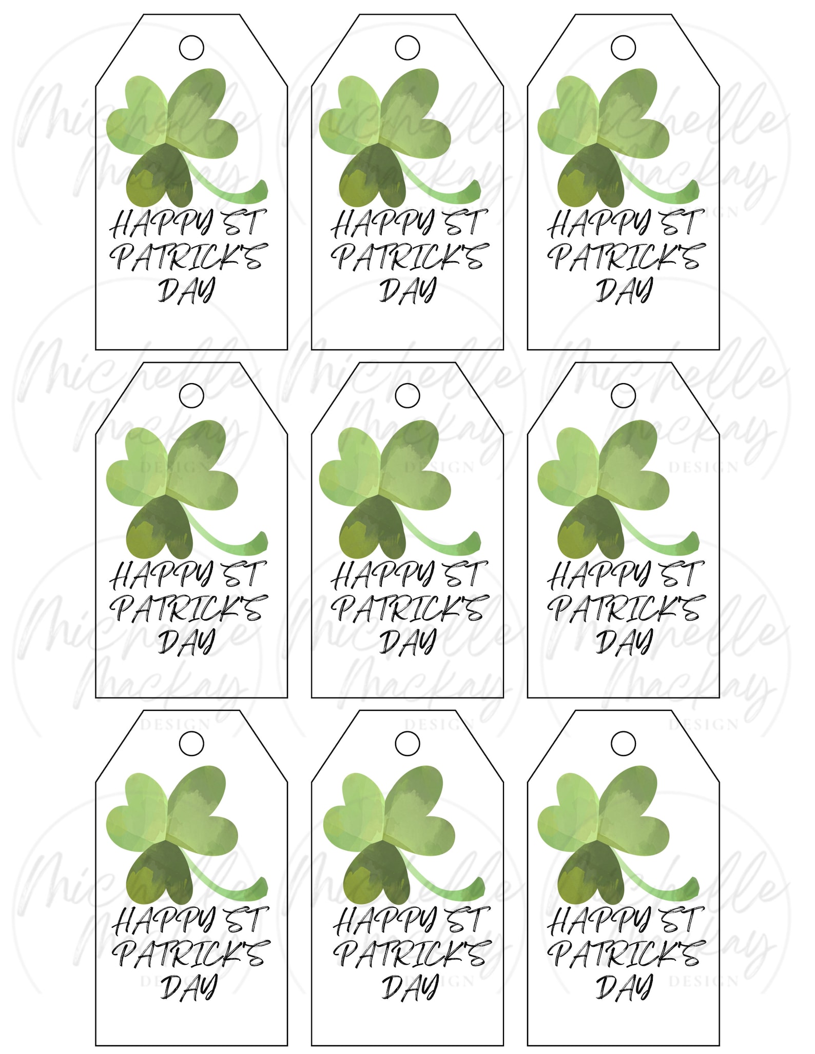 Clover St. Patricks Day Printable Tags St. Patricks Gift - Etsy