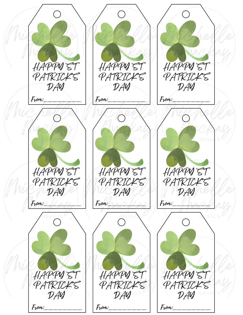 Clover St. Patrick’s Day Printable Tags, St. Patrick’s Gift Tag, Kids ...