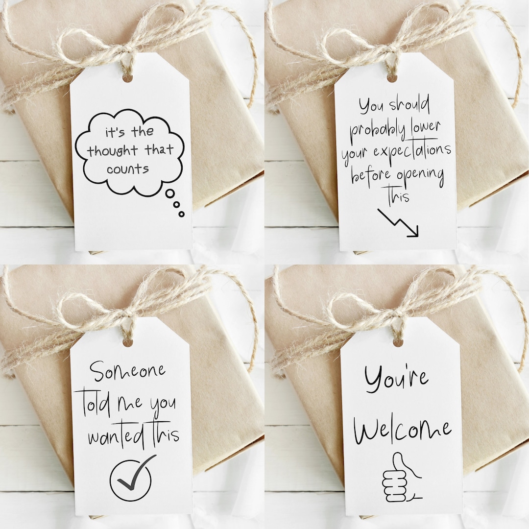 BUNDLE Black and White Humor Gift Tag, Funny Gift Tag, Dry Humor Tag ...