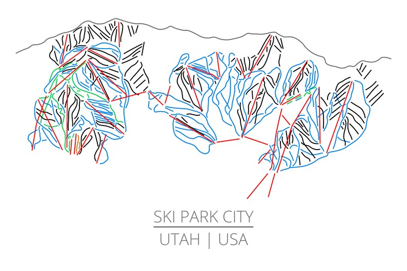 Park City Mountain Resort Trail Map | Digital Print | Modern Wall Art ...
