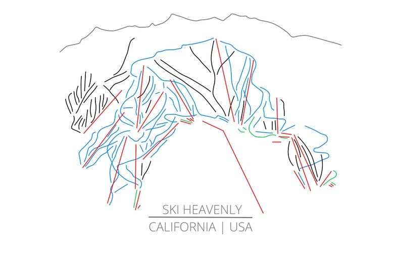 Heavenly Ski Resort Trail Map | Digital Print | Modern Wall Art | Trail ...