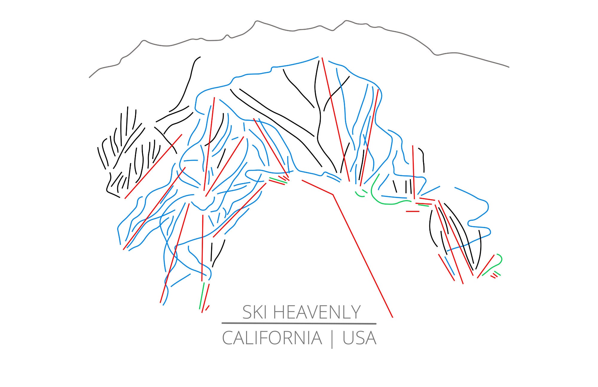 Heavenly Ski Resort Trail Map | Digital Print | Modern Wall Art | Trail ...