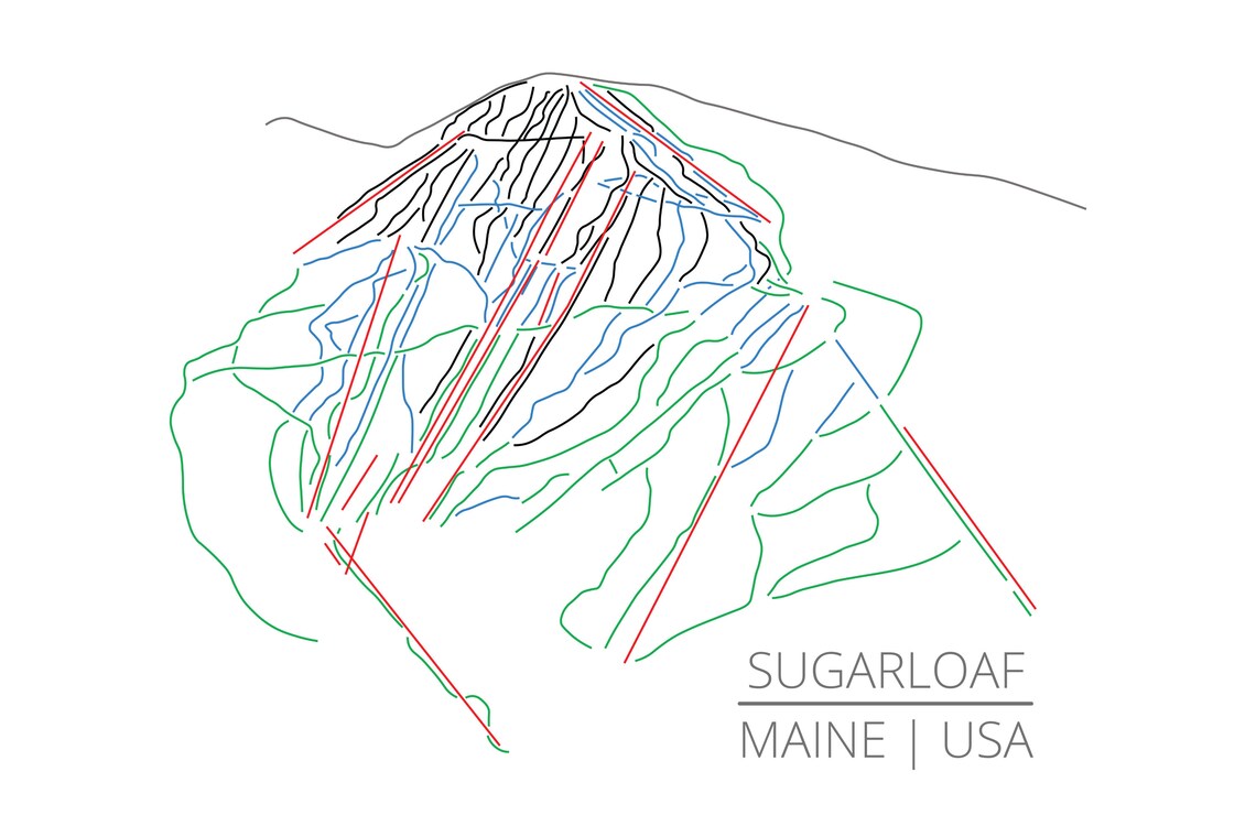 Sugarloaf Trail Map Art | Maine | Digital Print | Map | Modern Wall Art ...