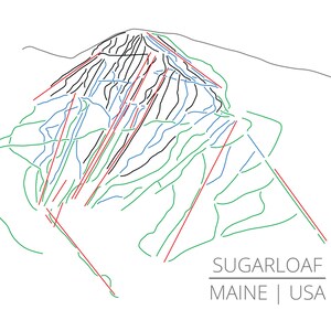Sugarloaf Trail Map Art | Maine | Digital Print | Map | Modern Wall Art ...