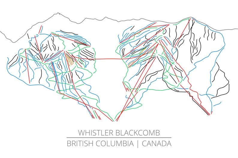 Whistler Blackcomb Ski Trail Map | Printable Wall Art Ready for Instant ...