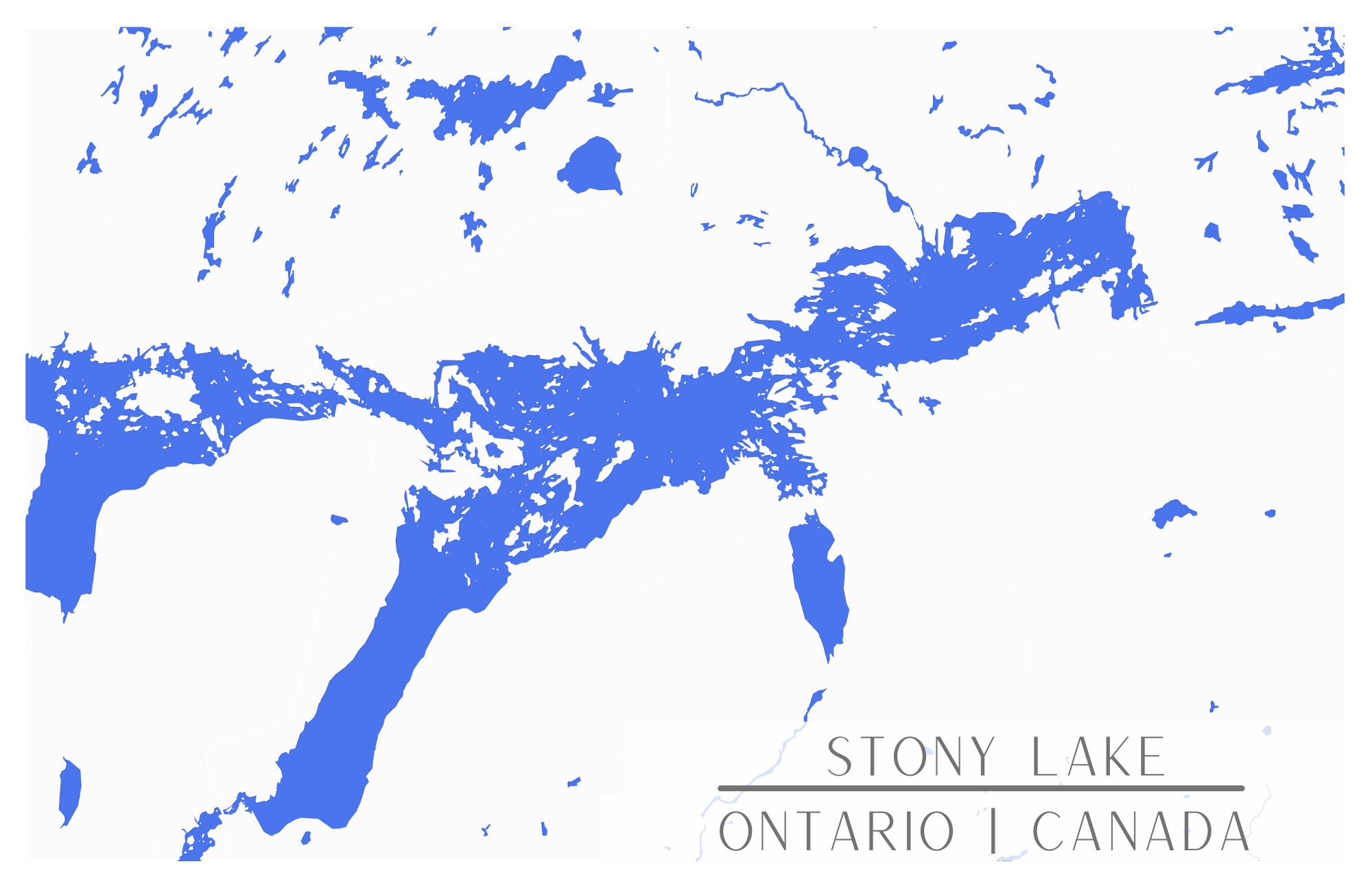 Stony Lake Map Digital Print | Modern Wall Art | Ontario | Kawartha ...