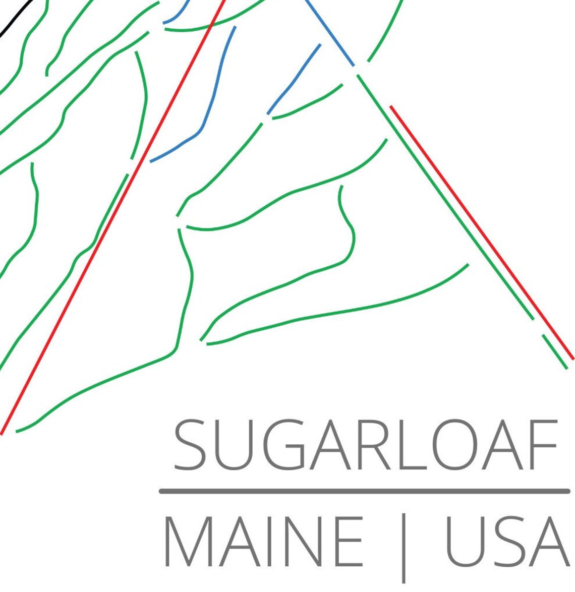 Sugarloaf Trail Map Art | Maine | Digital Print | Map | Modern Wall Art ...