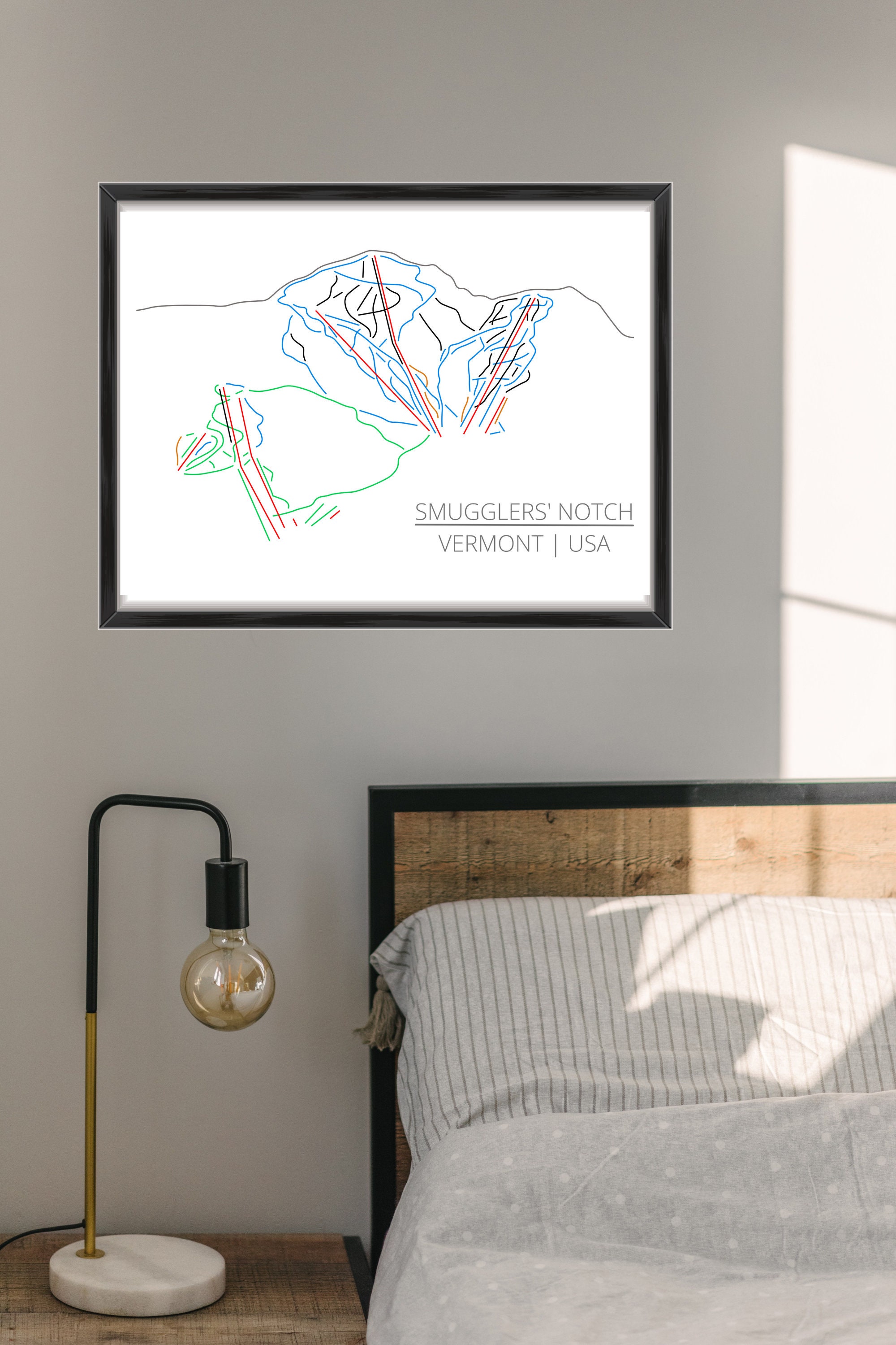 Smugglers' Notch Ski Trail Map | Printable Wall Art Ready for Digital ...