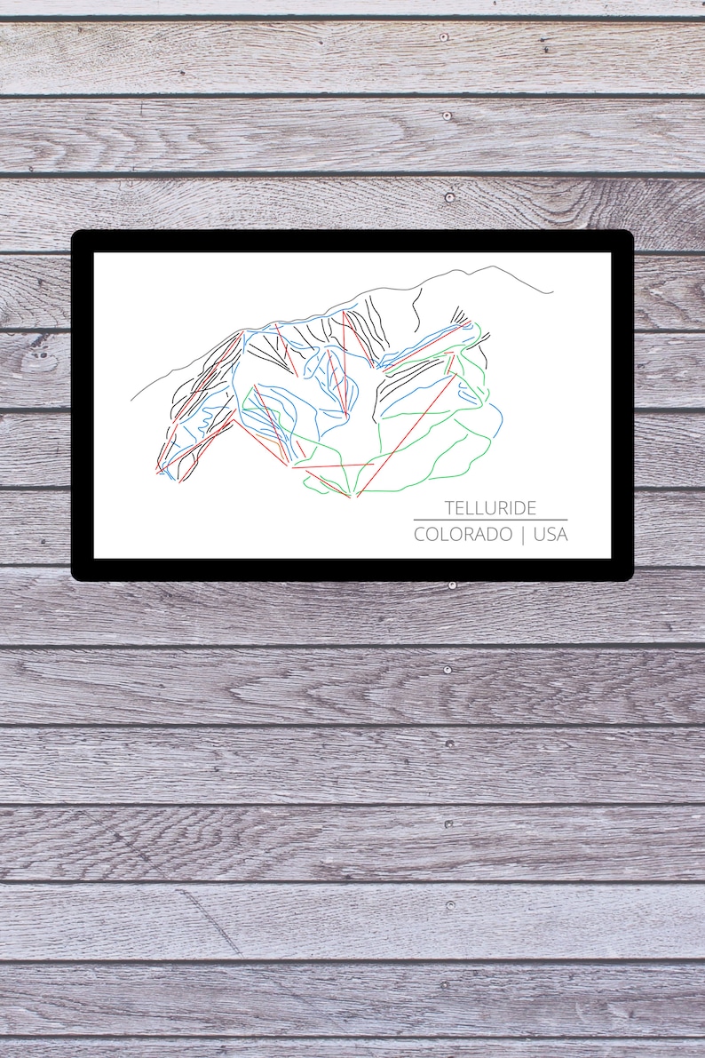 Telluride Trail Map Digital Print Wall Decor Modern Wall - Etsy