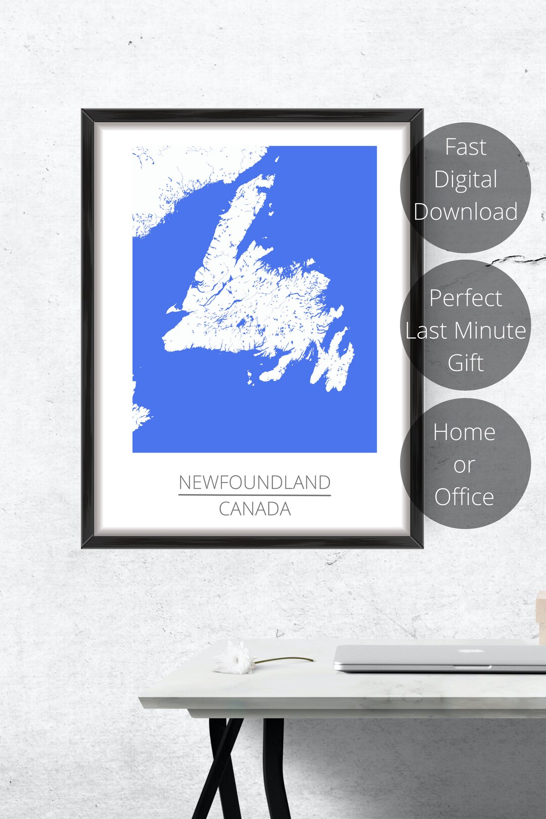 Newfoundland Map | Printable Wall Art| Digital Download | Monochrome ...