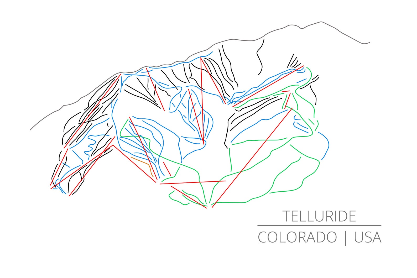 Telluride Ski Resort Trail Map | Trail Map Print in 3 Sizes | Telluride ...