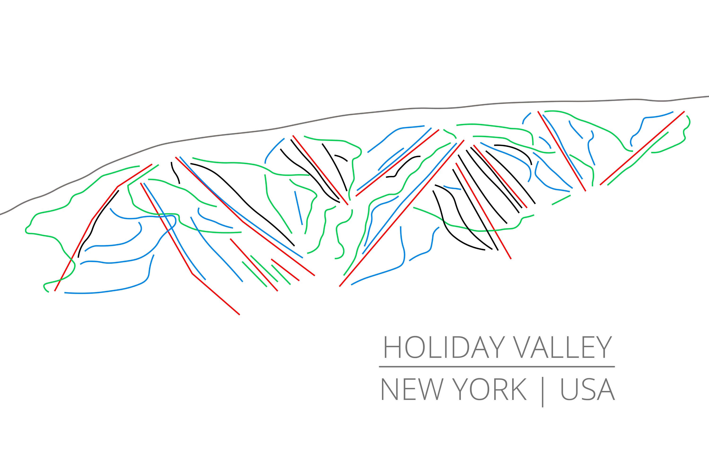 Holiday Valley Trail Map Art | Ellicottville | New York | Digital Print ...