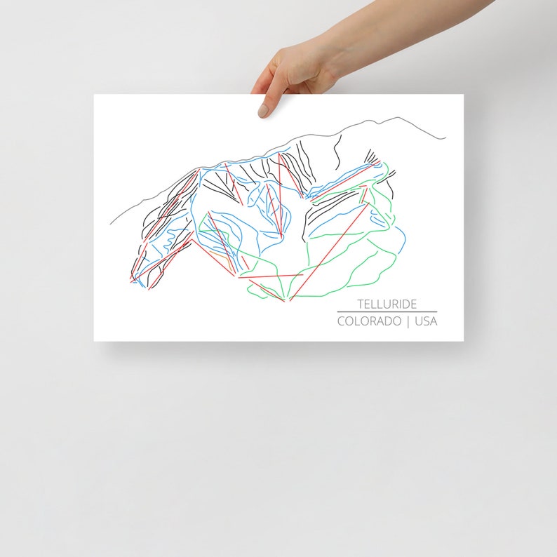 Telluride Ski Resort Trail Map | Trail Map Print in 3 Sizes | Telluride ...