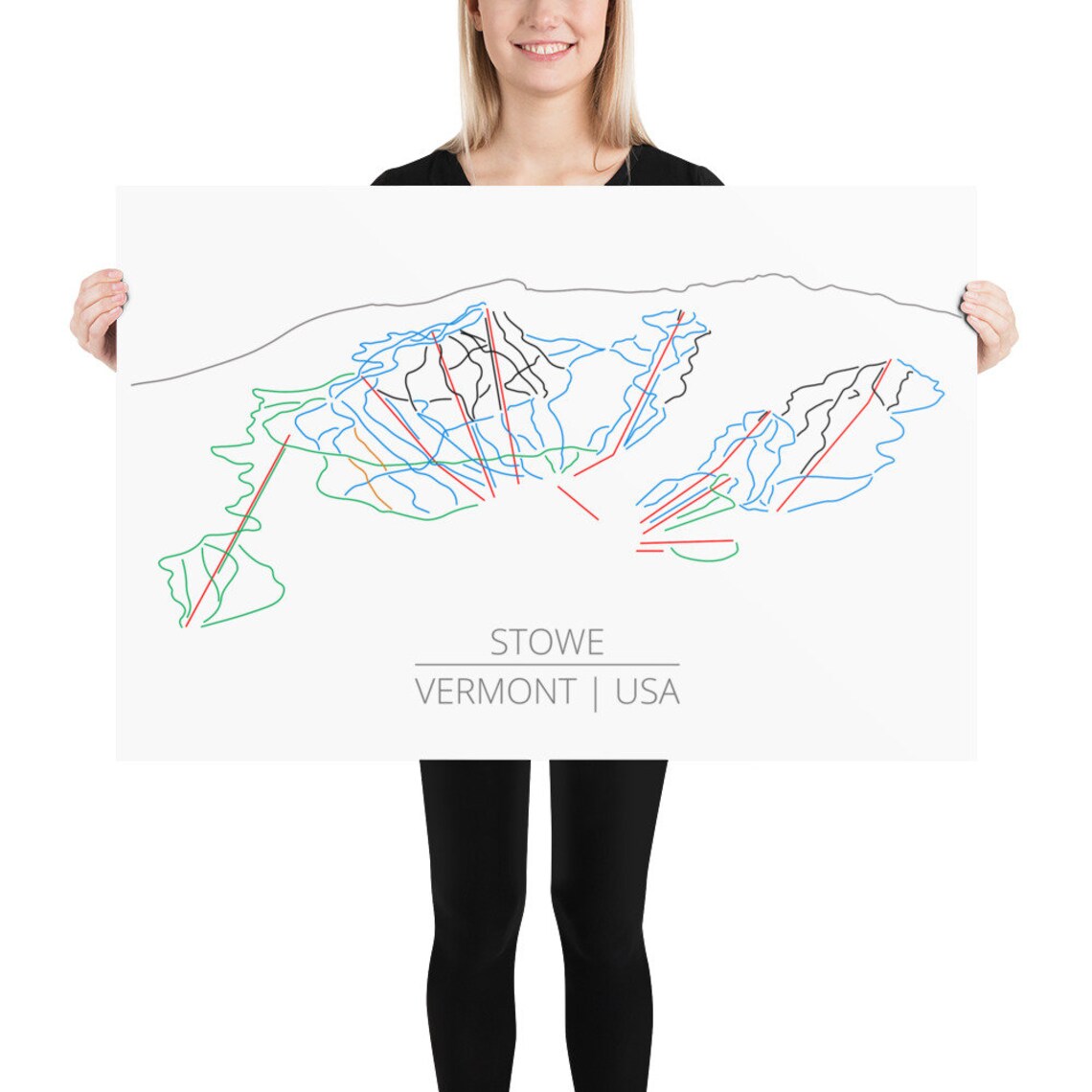 Stowe Ski Resort Trail Map | Trail Map Print in 3 Sizes | Stowe Vermont ...