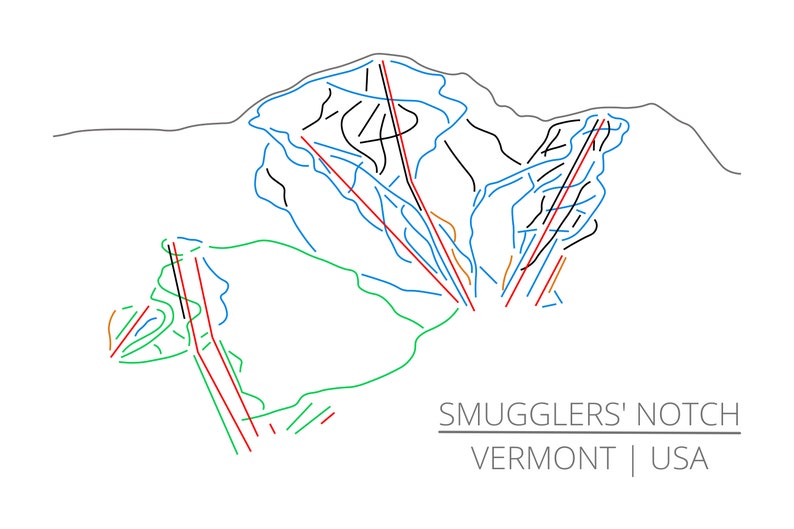 Smugglers' Notch Ski Trail Map | Printable Wall Art Ready for Digital ...