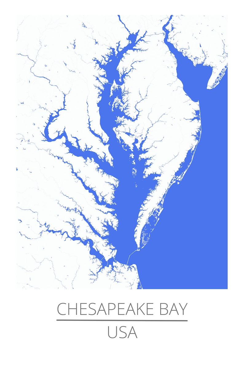 Chesapeake Bay Map | Printable Wall Art Ready for Instant Digital ...