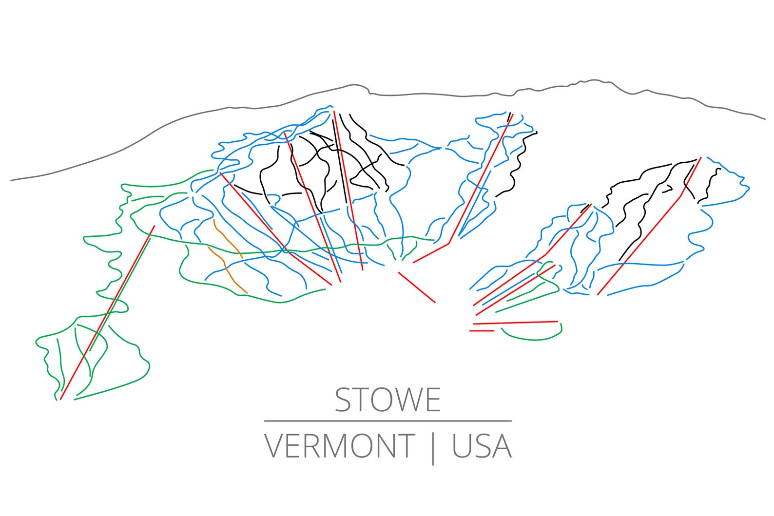 Stowe Ski Resort Trail Map Trail Map Print in 3 Sizes - Etsy Finland