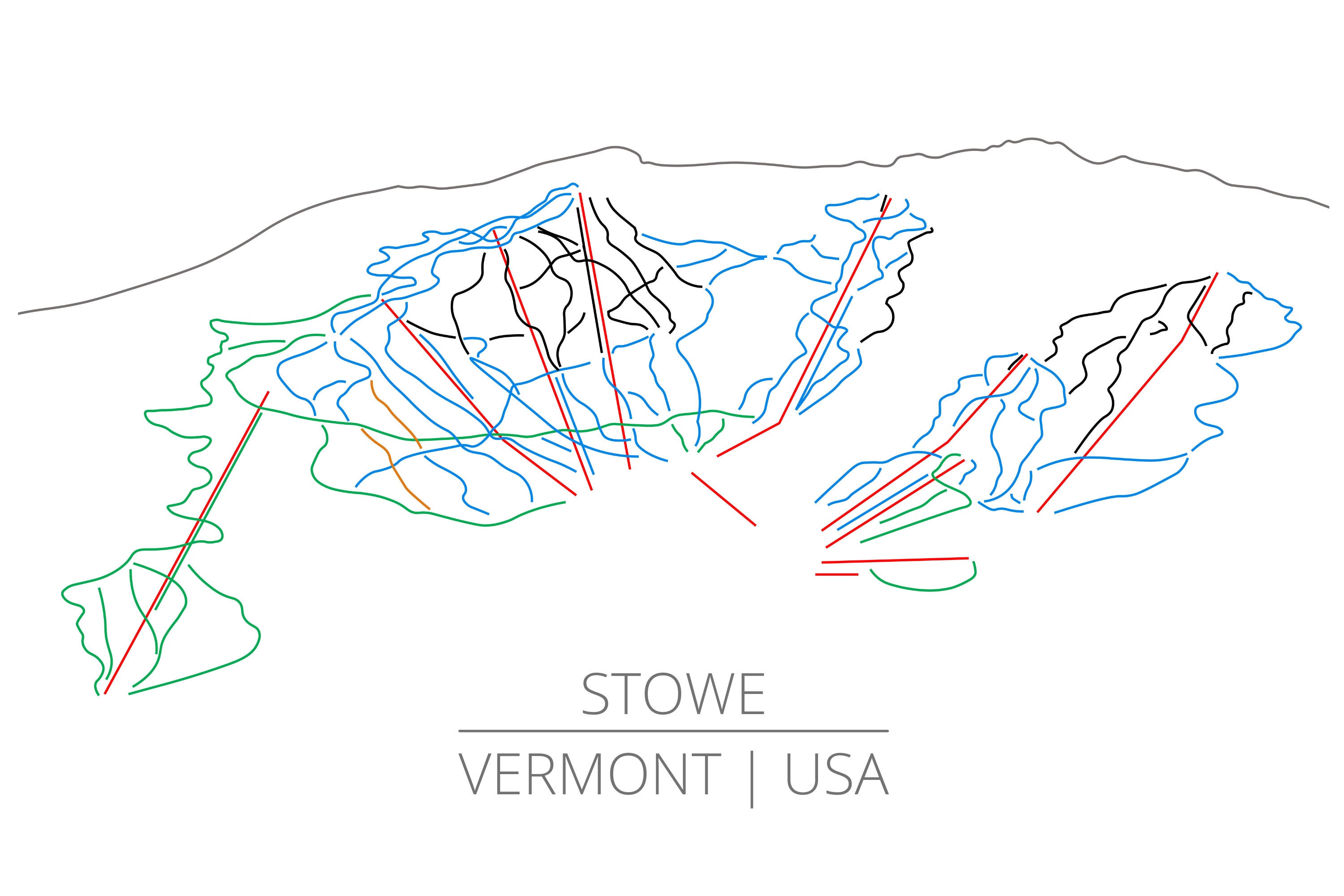 Stowe Ski Resort Trail Map | Trail Map Print in 3 Sizes | Stowe Vermont ...