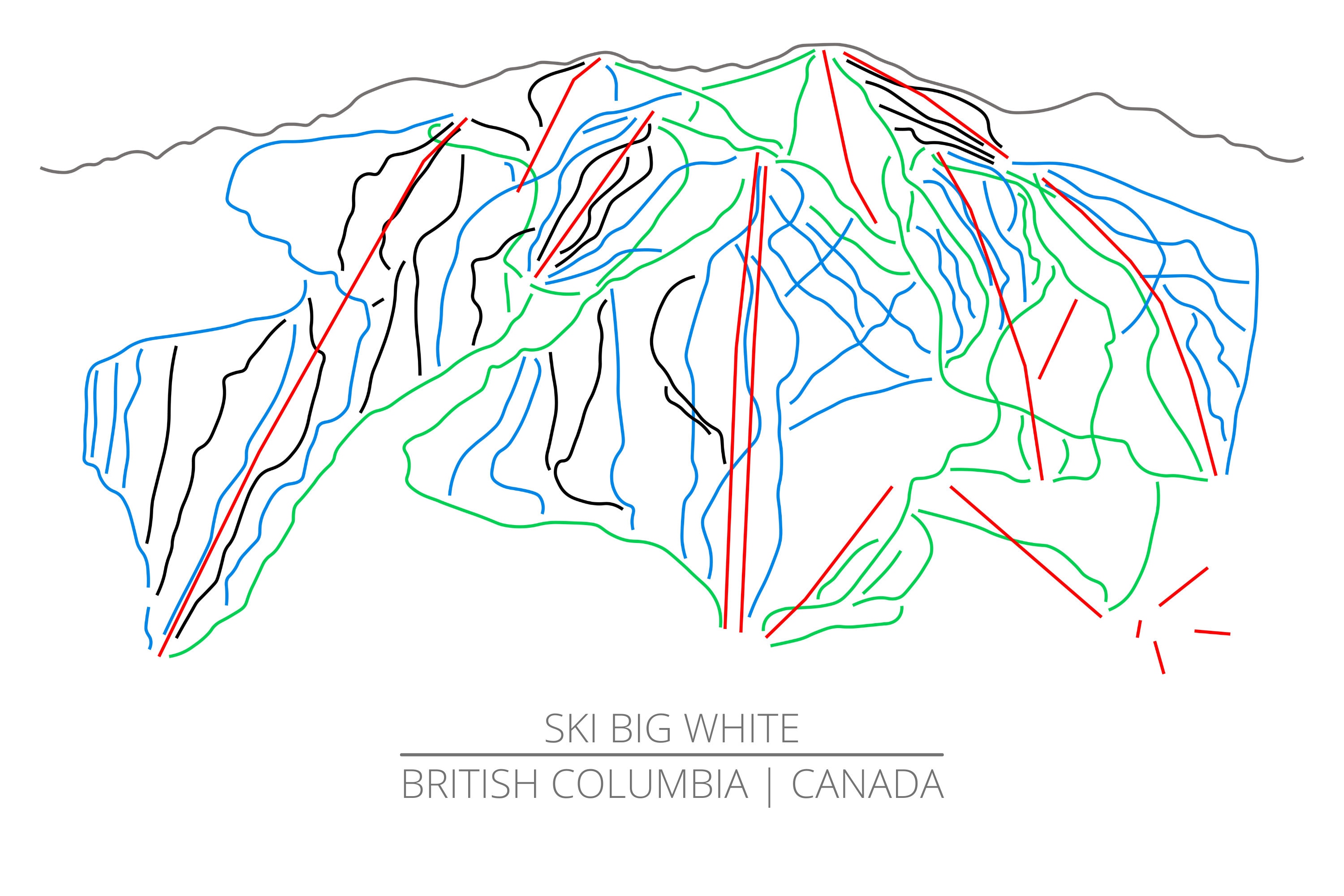 Big White Ski Trail Map | Printable Wall Art Ready for Instant Digital ...