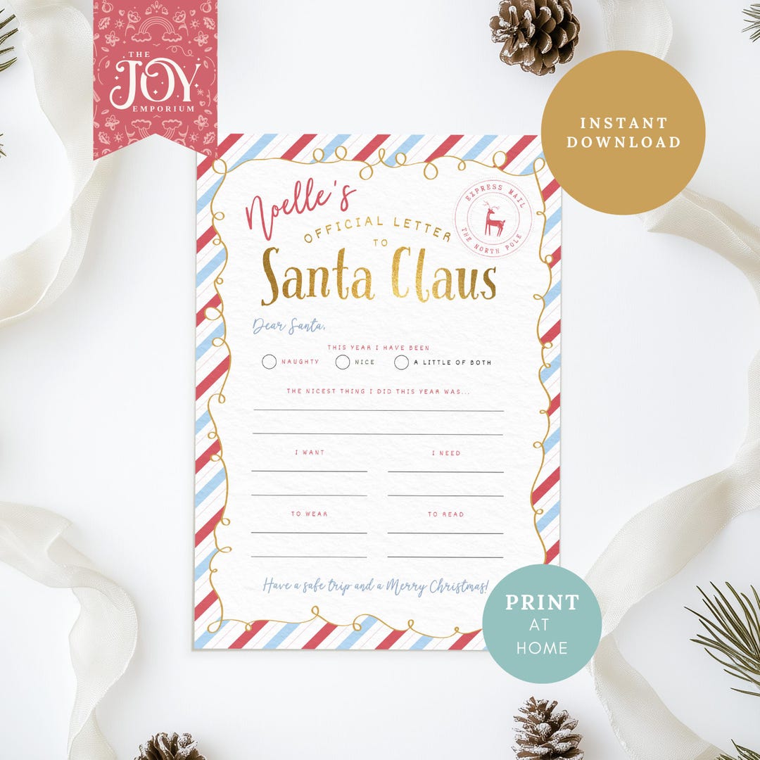 Editable Letter to Santa | Personalised Blue Christmas Letter ...