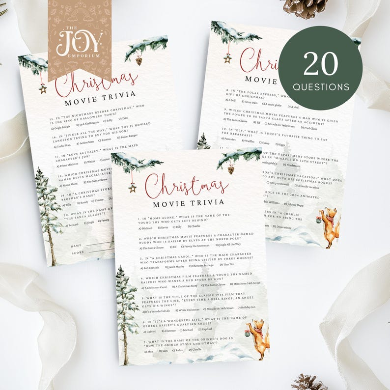 Christmas Movie Trivia Game | Fun Family Activity | Printable Game for ...