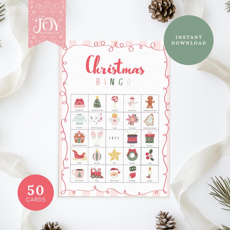 50 Christmas Bingo Cards | Printable Holiday Game | Perfect for Family ...
