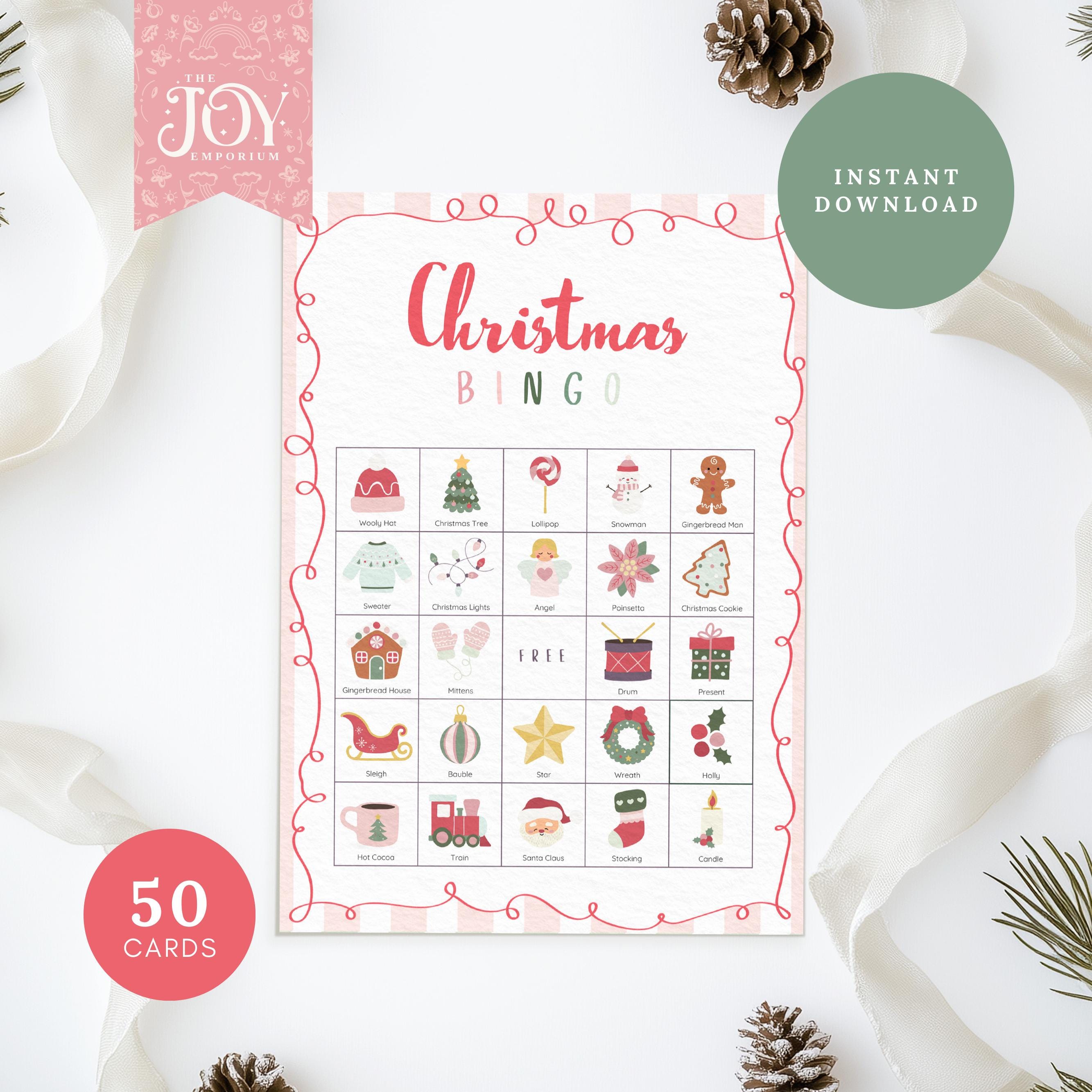 50 Christmas Bingo Cards | Printable Holiday Game | Perfect for Family ...