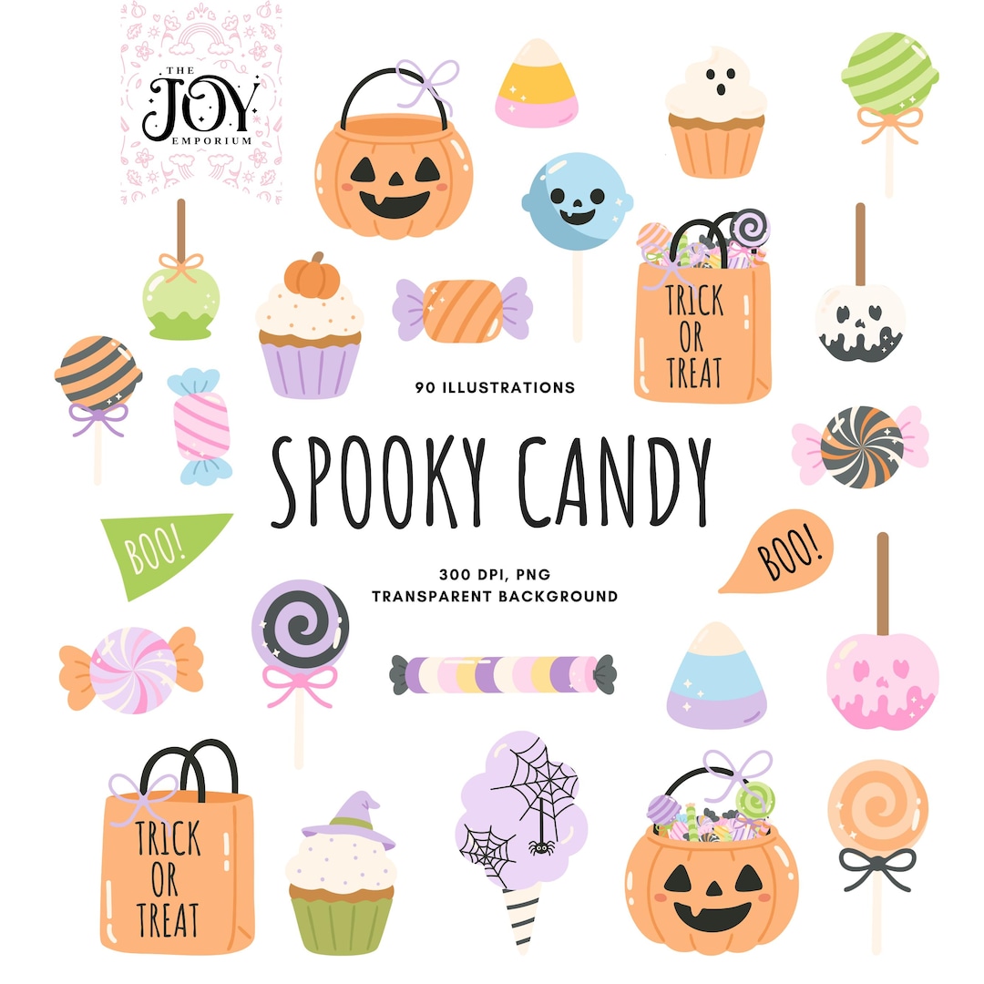 Halloween Candy Clipart Bundle, Cute Spooky Treats PNG, Digital ...