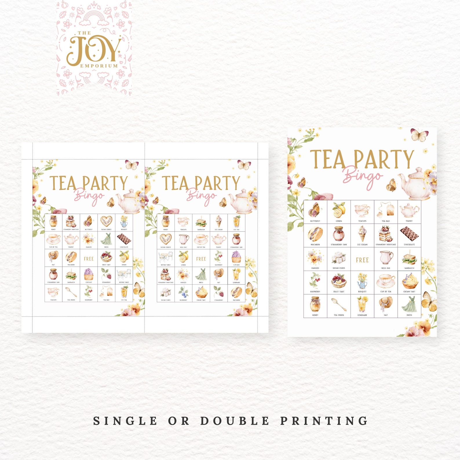 Tea Party Bingo Game | 50 Unique Printable Cards for Kids and Adults ...