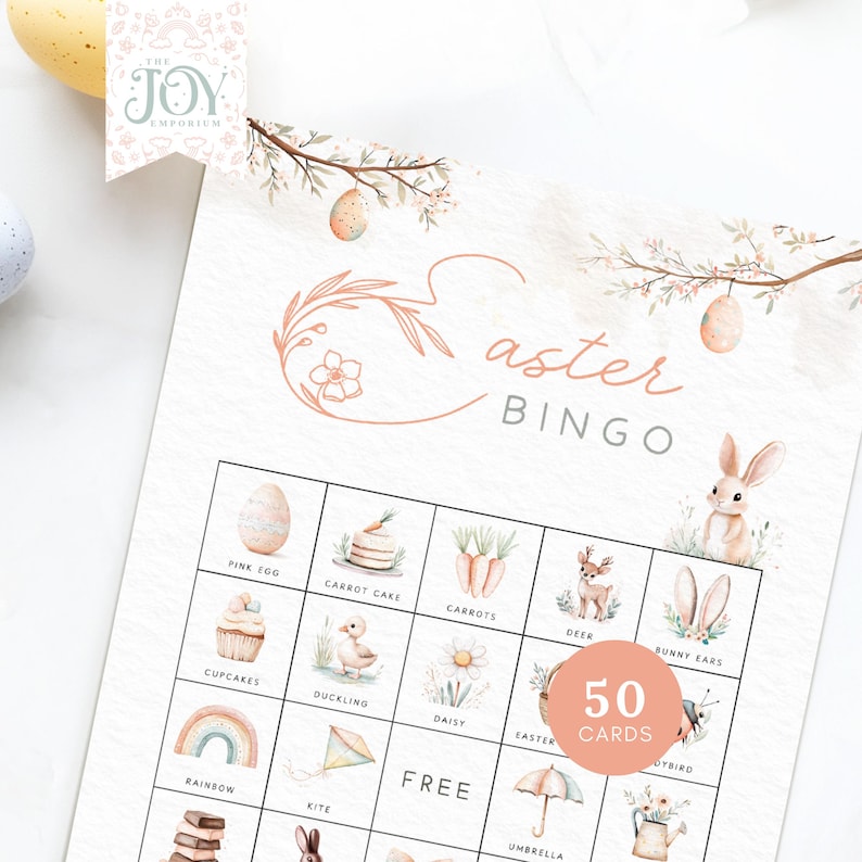 50 Easter Bingo Cards | Printable Easter Activity | Kids Party Game ...