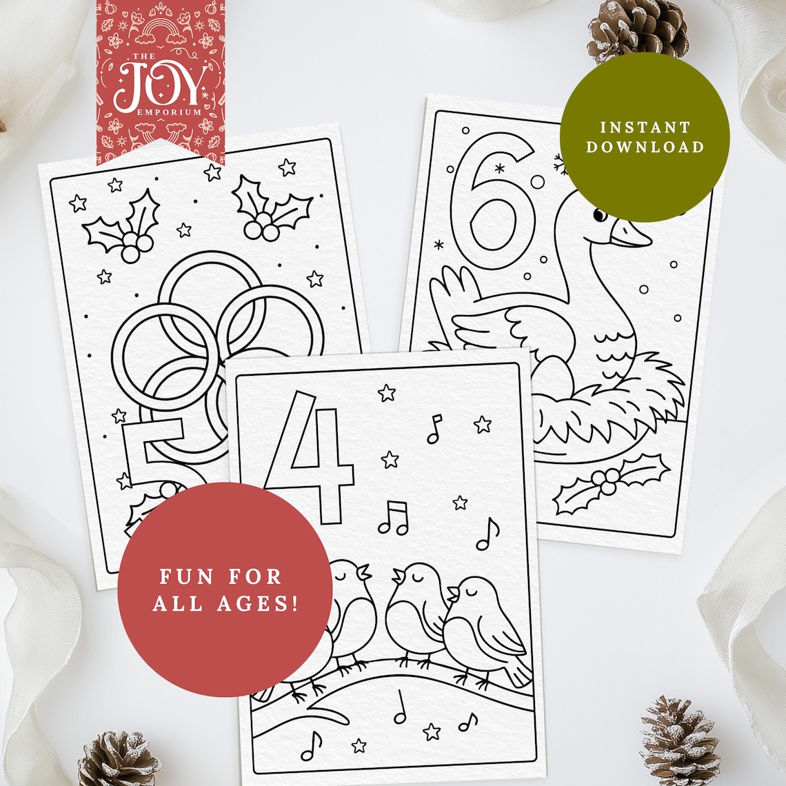 12 Days of Christmas Coloring Pages, Fun Holiday Activity Sheets ...
