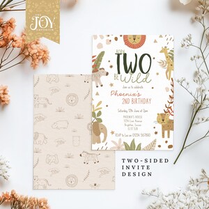 Two Wild Invitation | Safari 2nd Birthday Invite | Safari Animals ...