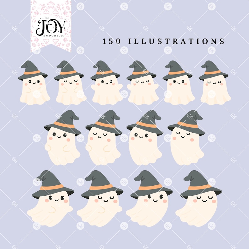 Ghost Kawaii Clipart Bundle – Cute Halloween PNG Designs for ...